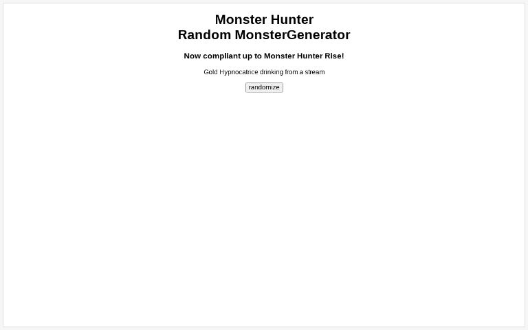 Monster Hunter Random MonsterGenerator