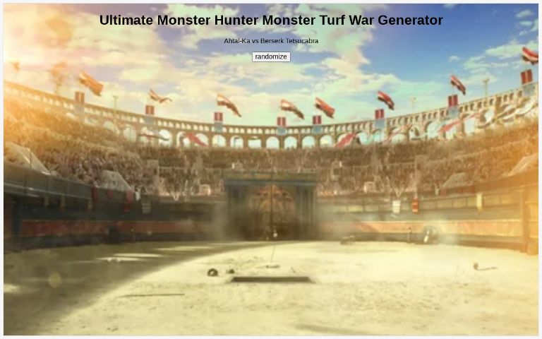 Ultimate Monster Hunter Monster Turf War Generator