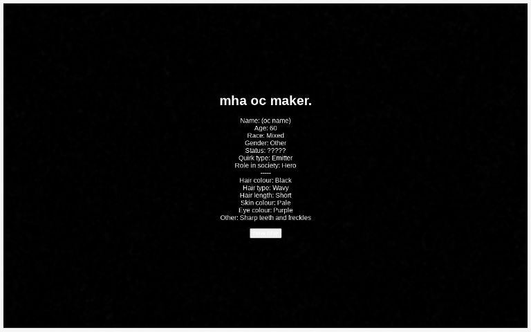 mha oc maker. ― Perchance Generator