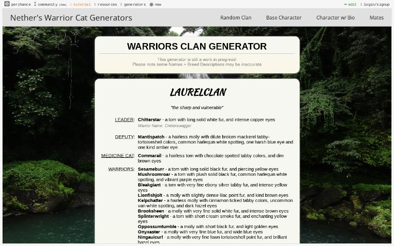 WARRIORS CLAN GENERATOR