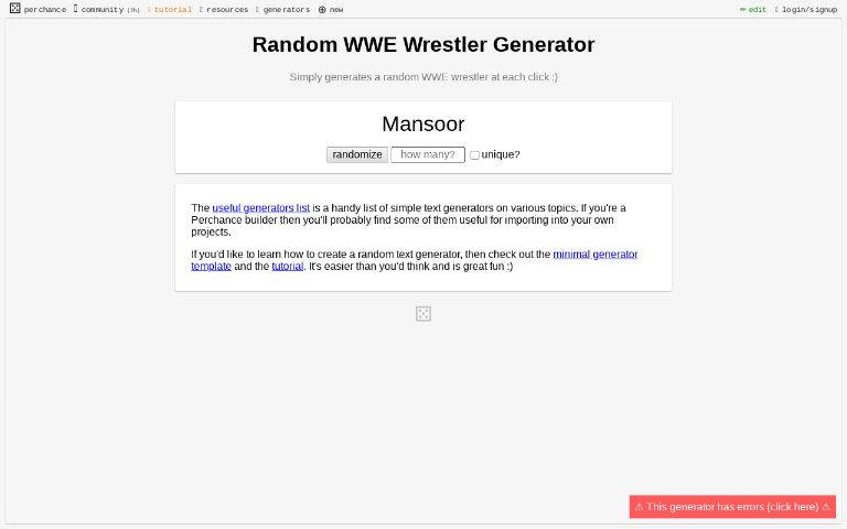 Random WWE Wrestler Generator