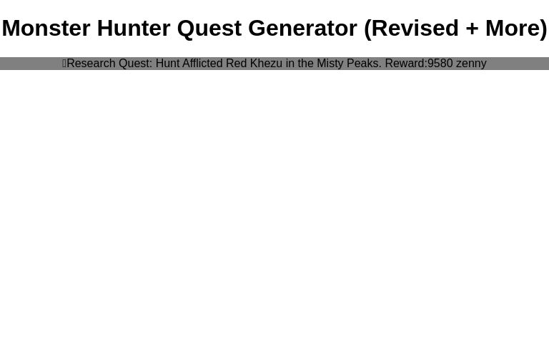Monster Hunter Quest Generator (Revised + More)