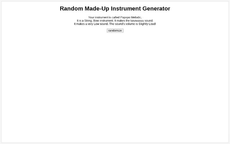 Random Made-Up Instrument Generator
