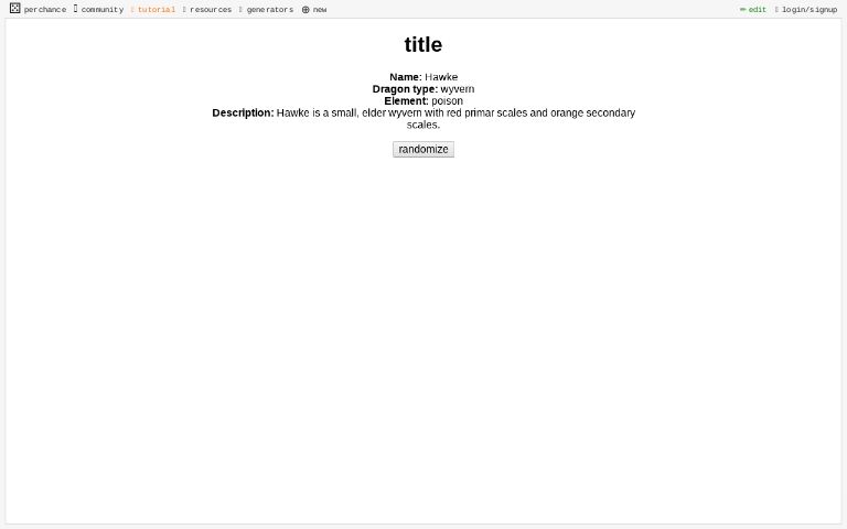 title ― Perchance Generator