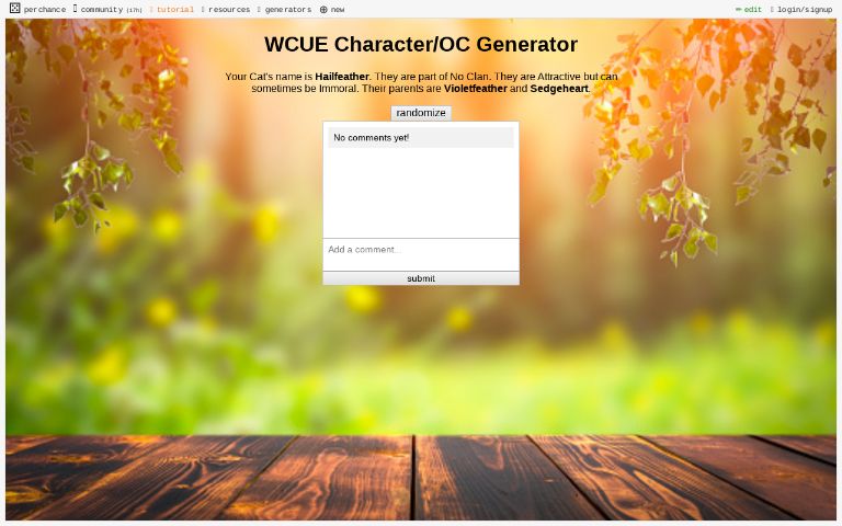 WCUE Character/OC Generator