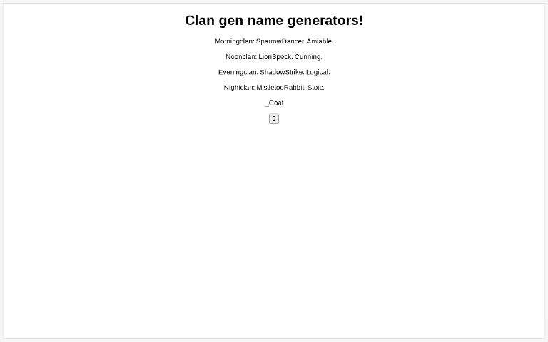 Clan gen name generators!