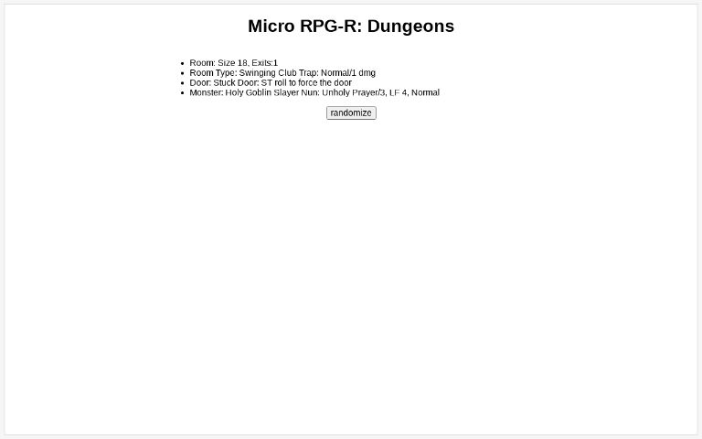 Micro RPG-R: Dungeons ― Perchance Generator
