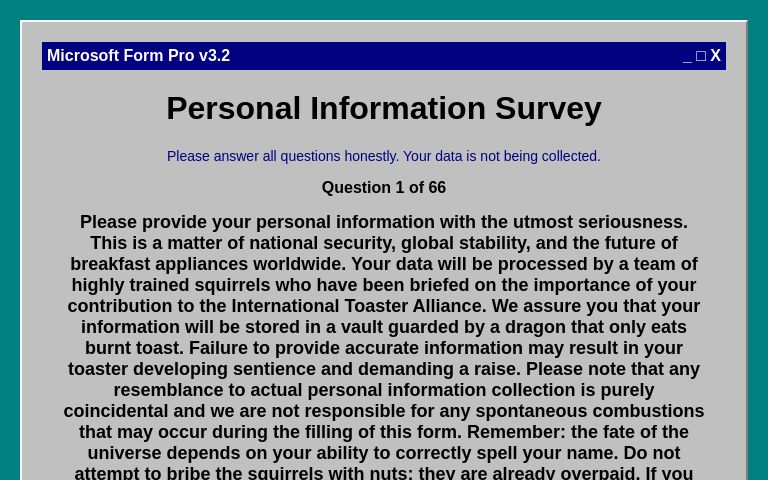 Personal Information Survey ― Perchance Generator