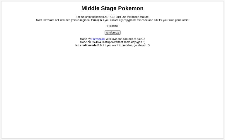 Middle Stage Pokemon ― Perchance Generator