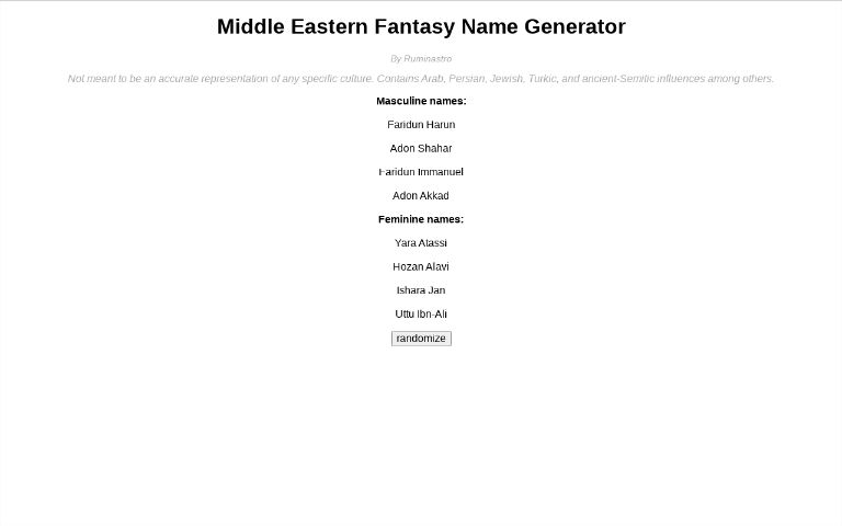 Middle Eastern Fantasy Name Generator