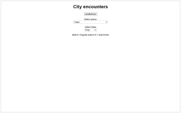 City encounters ― Perchance Generator