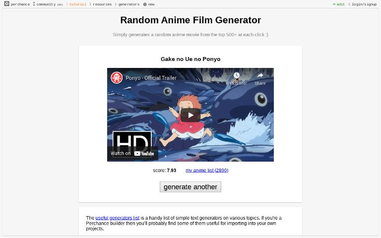 Random Anime Film Generator