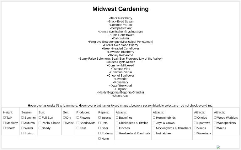 Midwest Gardening ― Perchance Generator