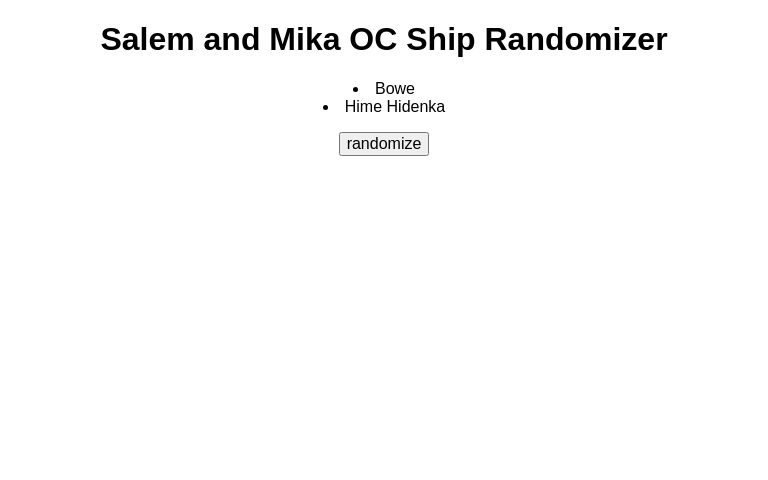 Salem and Mika OC Ship Randomizer ― Perchance Generator