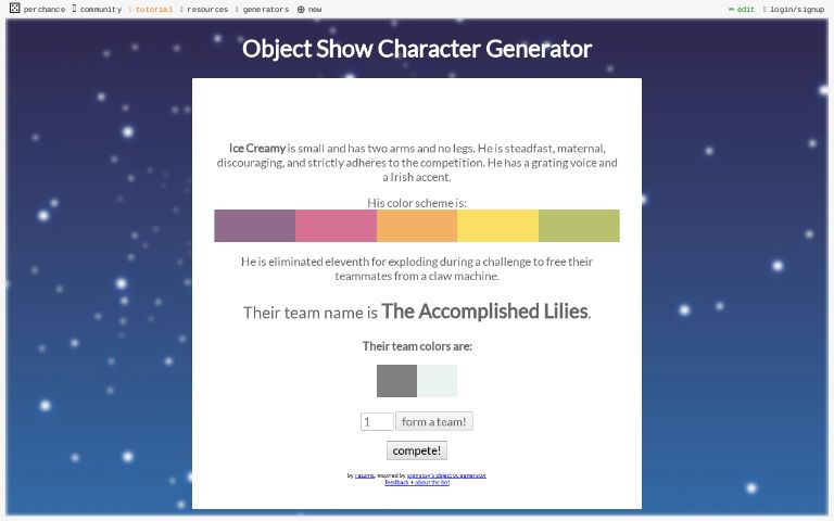 Object Show Character Generator