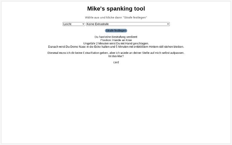 Mike's spanking tool ― Perchance Generator