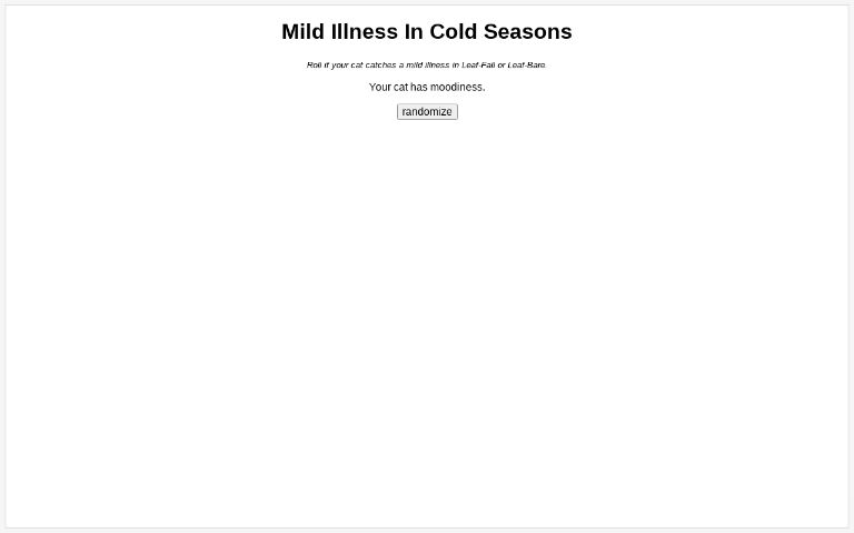 Mild Illness In Cold Seasons ― Perchance Generator