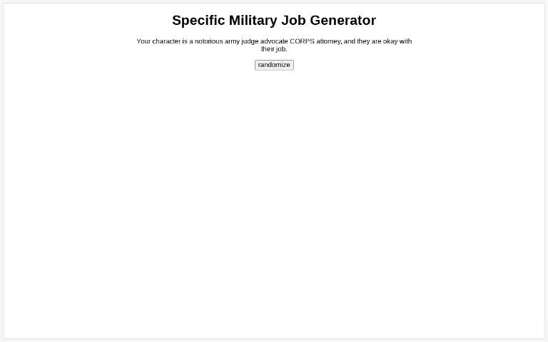 Specific Military Job Generator