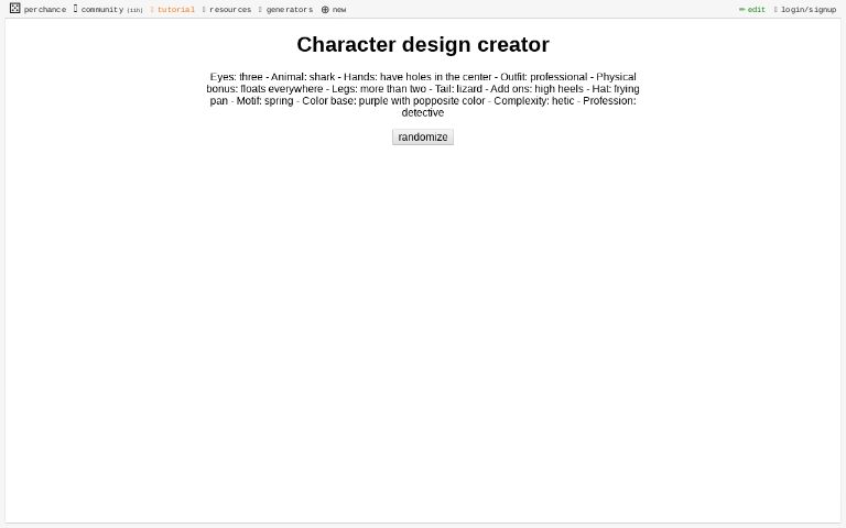 Character design creator ― Perchance Generator