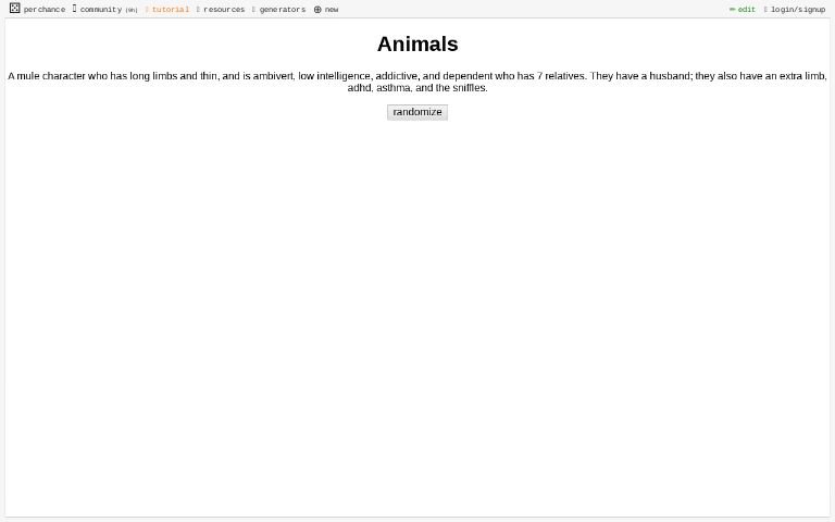 Animals ― Perchance Generator