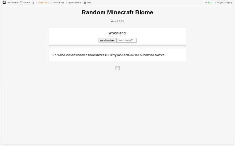 Random Minecraft Biome ― Perchance Generator