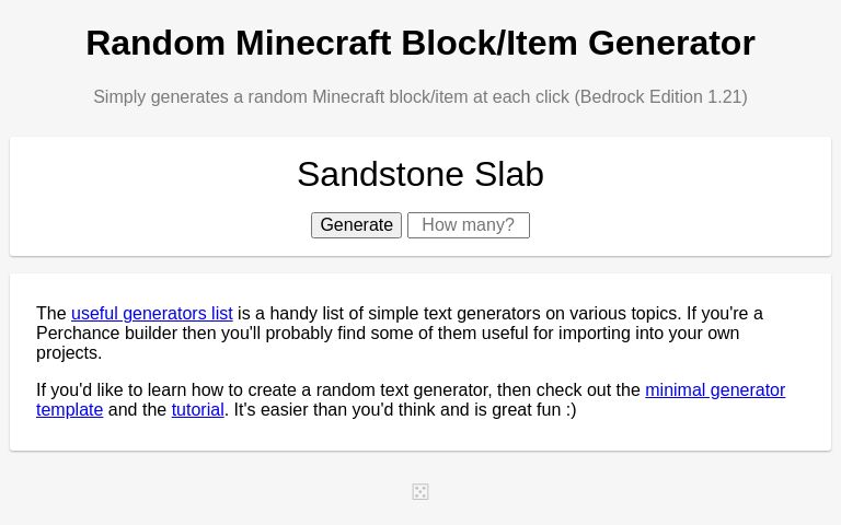 Random Minecraft Block/Item Generator