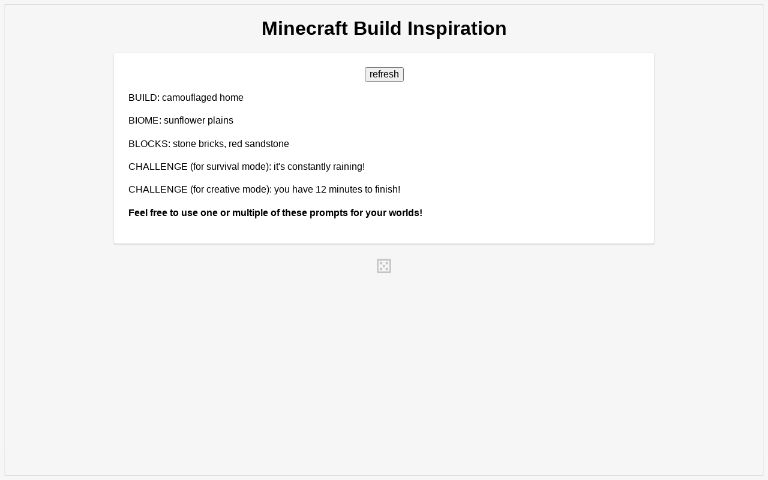 Minecraft Build Inspiration ― Perchance Generator