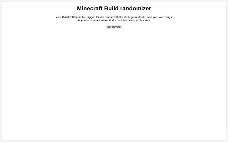 Minecraft Build randomizer ― Perchance Generator