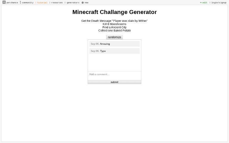 Minecraft Challange Generator