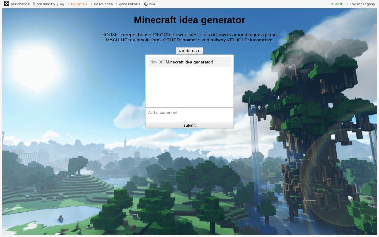 Minecraft idea generator