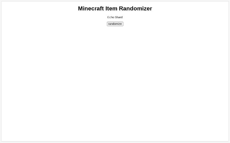 Minecraft Item Randomizer ― Perchance Generator