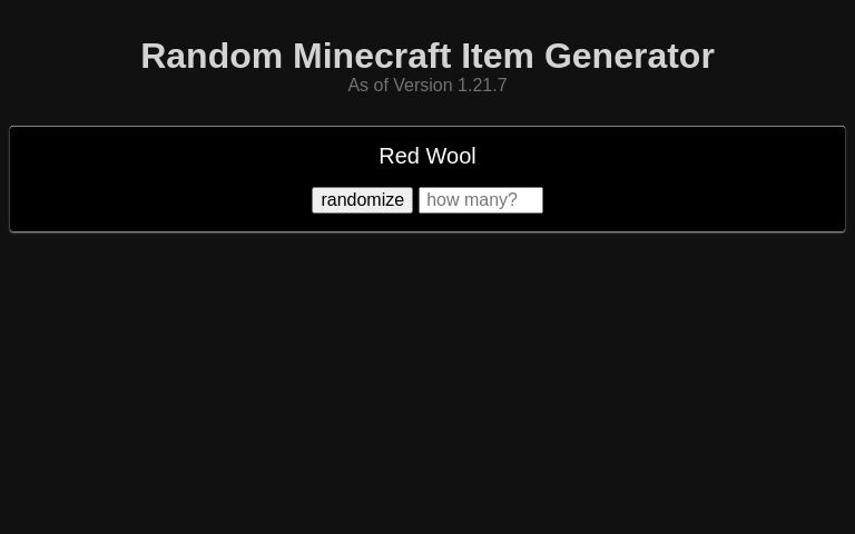 Random Minecraft Item Generator