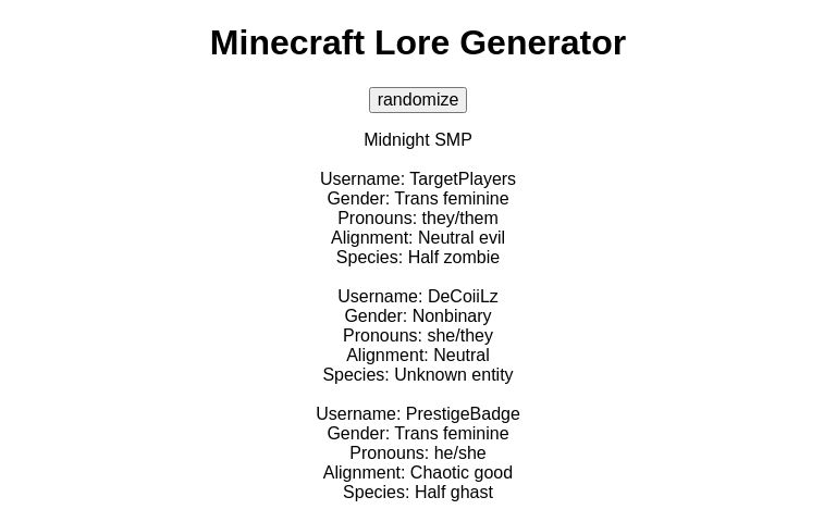Minecraft Lore Generator