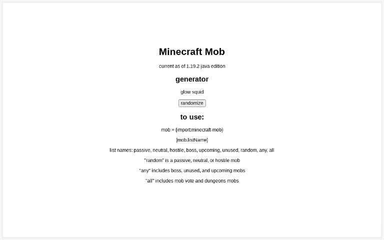 Minecraft Mob ― Perchance Generator