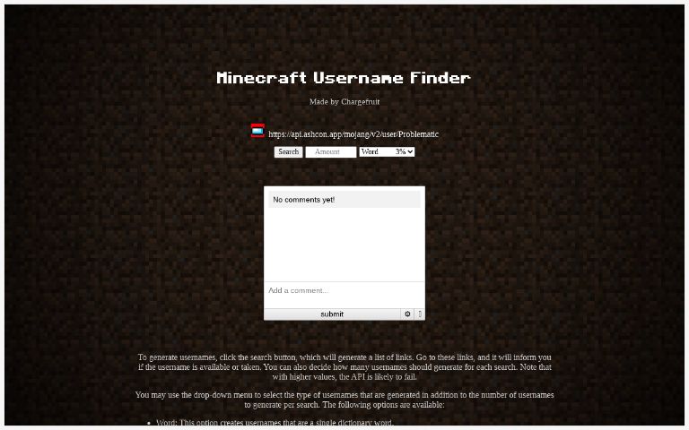 Mcuserfinder ― Perchance Generator