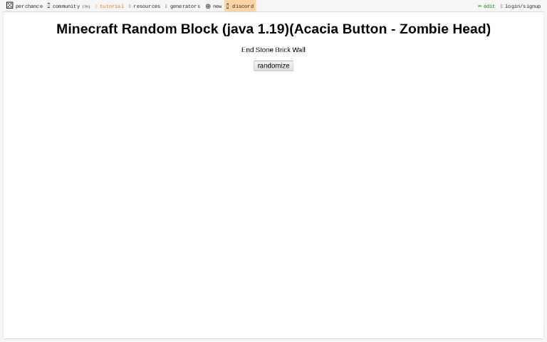 Minecraft Random Block (java 1.19)(Acacia Button - Zombie Head) ― Perchance Generator