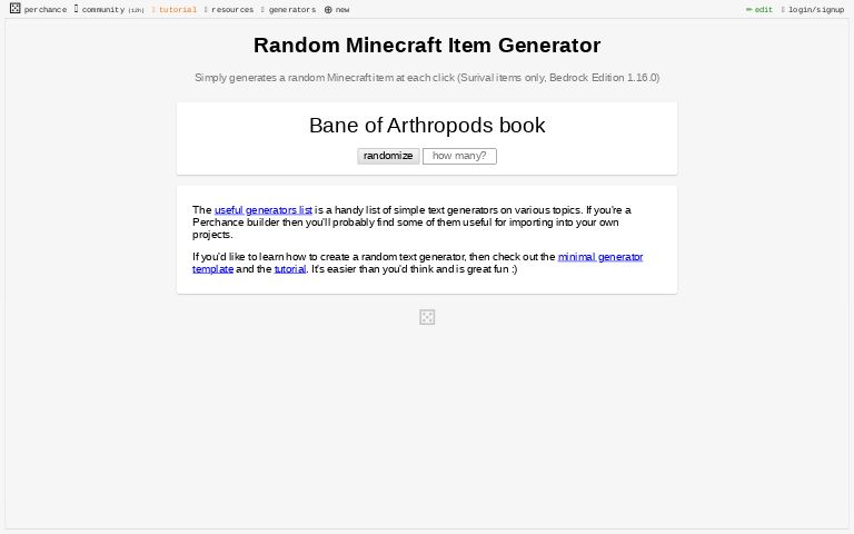 Random Minecraft Item Generator