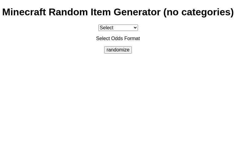 Minecraft Random Item Generator (no categories)