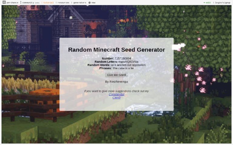 Random Minecraft Seed Generator