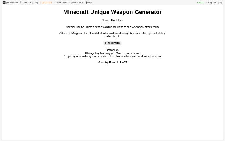 Minecraft Unique Weapon Generator