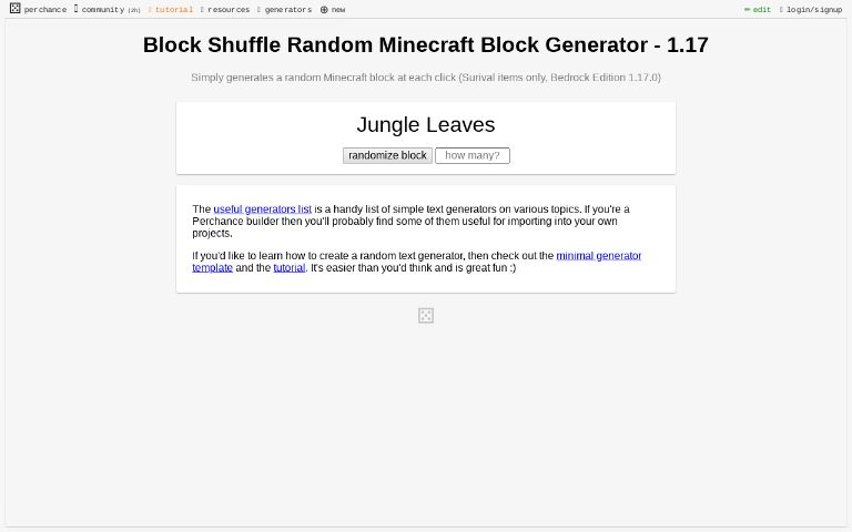 Block Shuffle Random Minecraft Block Generator - 1.17