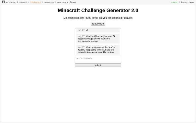 Minecraft Challenge Generator 2.0