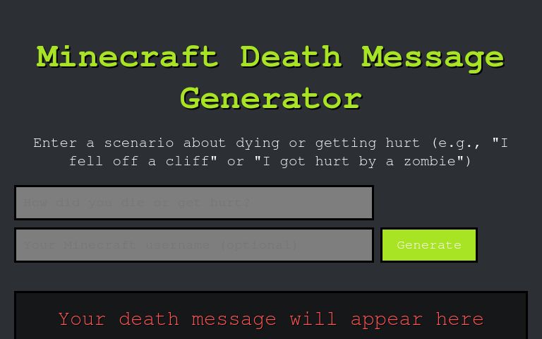 Minecraft Death Message Generator