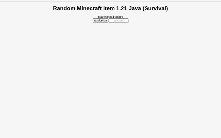 Random Minecraft Item 1.21 Java (Survival) ― Perchance Generator