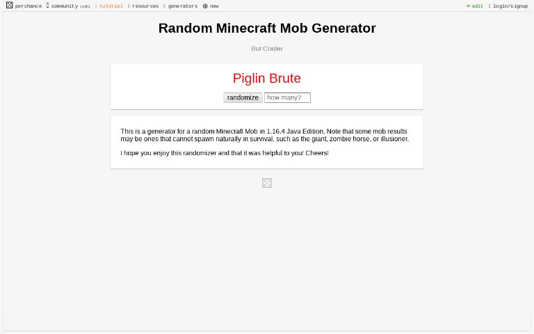 Random Minecraft Mob Generator