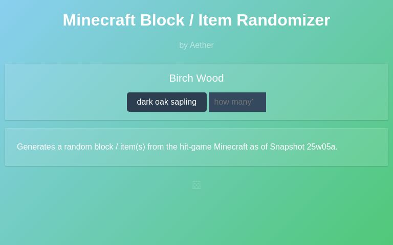 Minecraft Block / Item Randomizer ― Perchance Generator