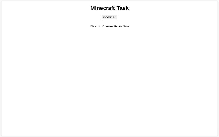 Minecraft Task ― Perchance Generator