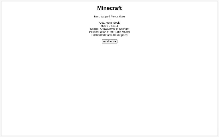 Minecraft ― Perchance Generator