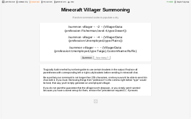 Minecraft Villager Summoning ― Perchance Generator