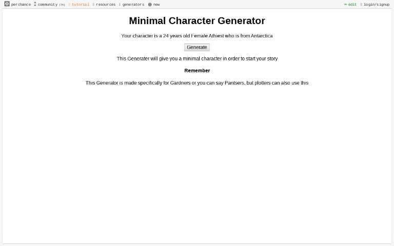 Minimal Character Generator